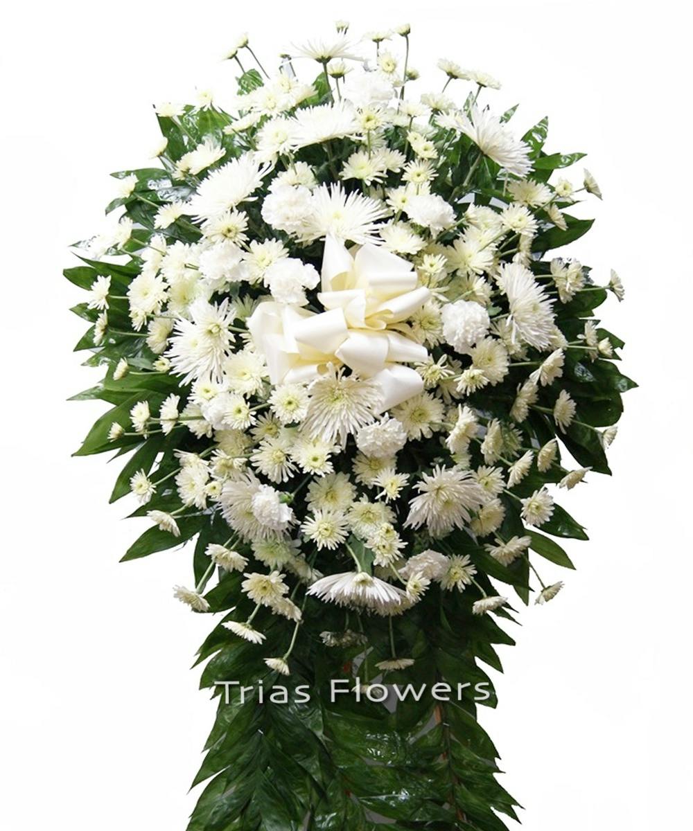 White Funeral Spray Miami by Trias Flowers - Same-day Delivery
