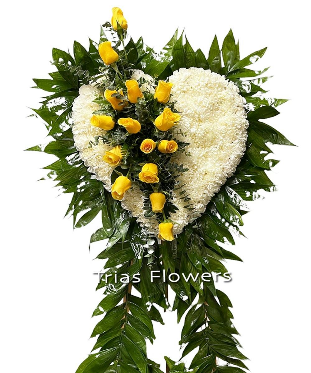 Funeral Heart - Yellow Roses | Miami (FL) Same-Day Sympathy Flowers ...